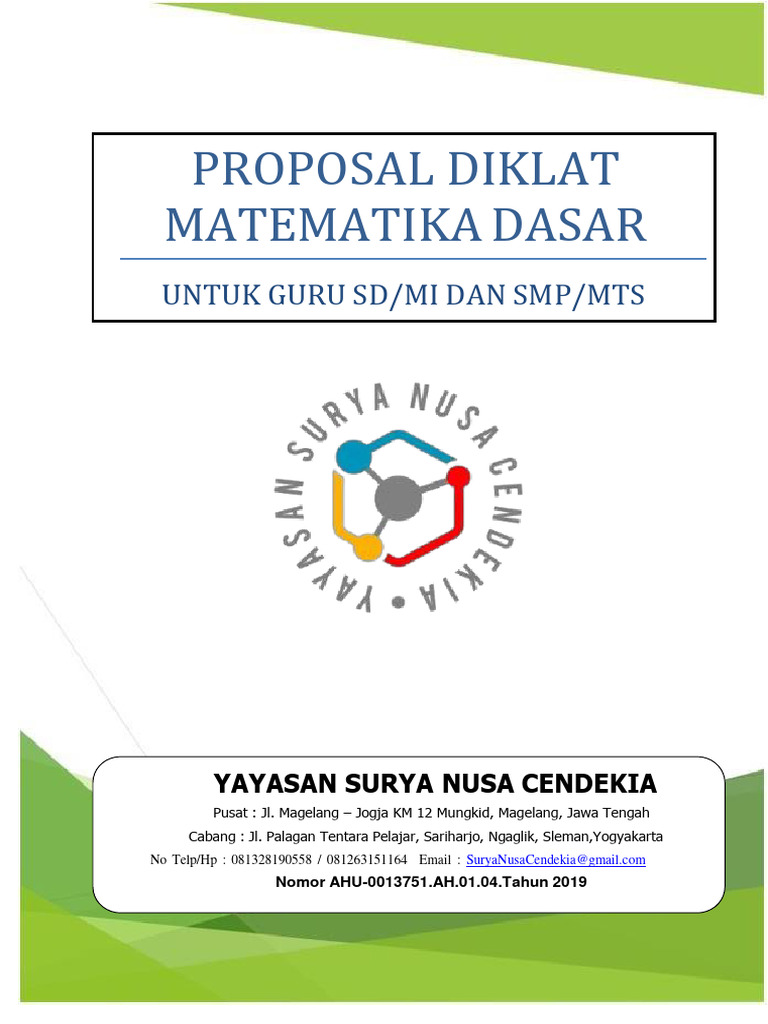 Proposal Diklat Matematika Guru SD/SMP | PDF