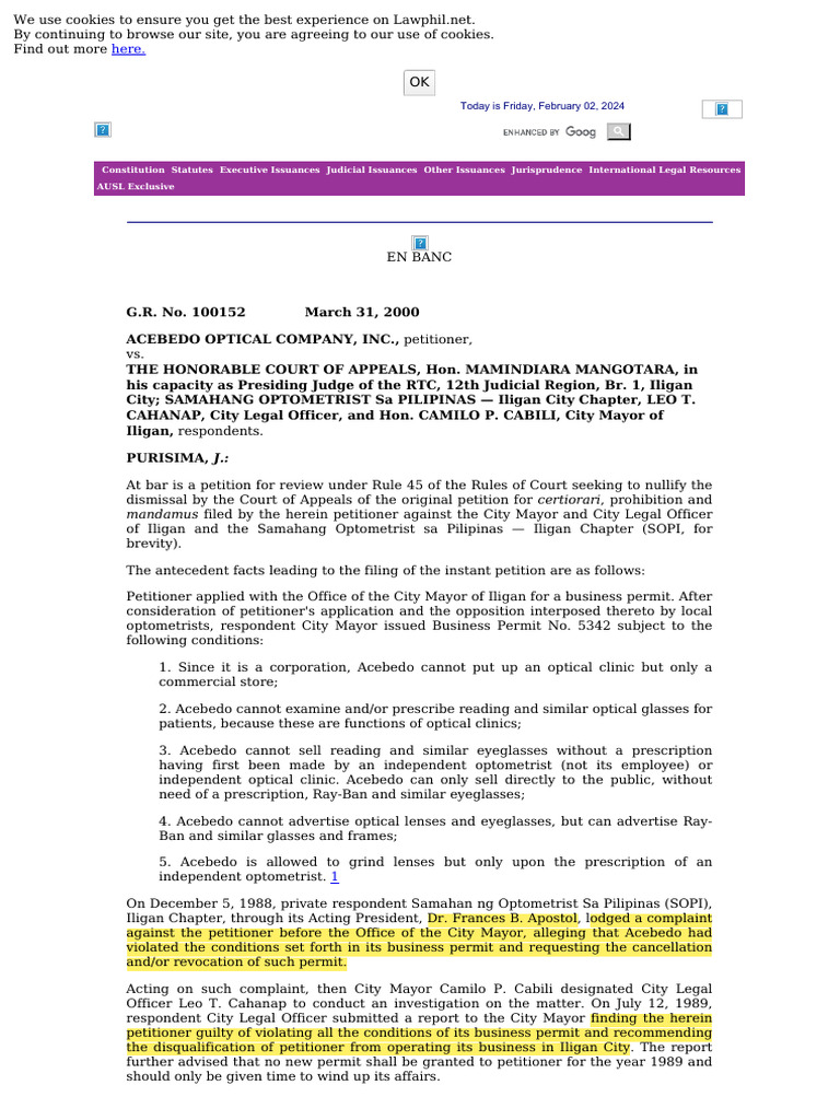 T6. ACEBEDO v. CA G.R. No. 100152 | PDF | Optometry | Justice
