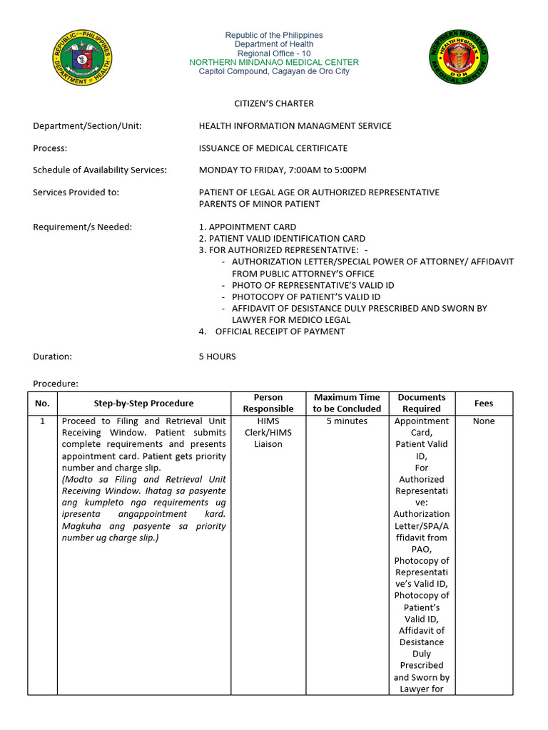 OPD - Issuance of Medical Certificate | PDF | Affidavit | Health Care