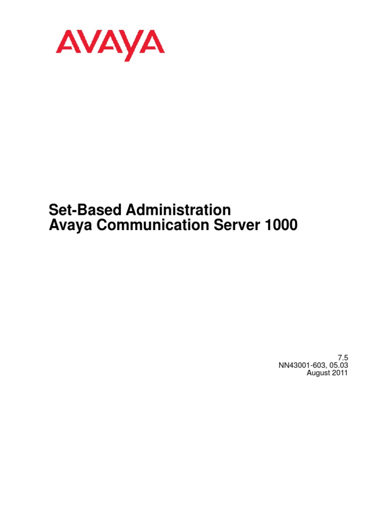 Set-Based Administration - Avaya Communication Server 1000 | PDF ...