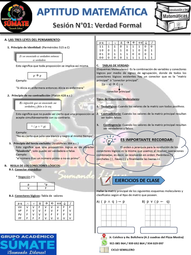 RM 01 - Verdad Formal | PDF | Proposición | Sintaxis (Lógica)