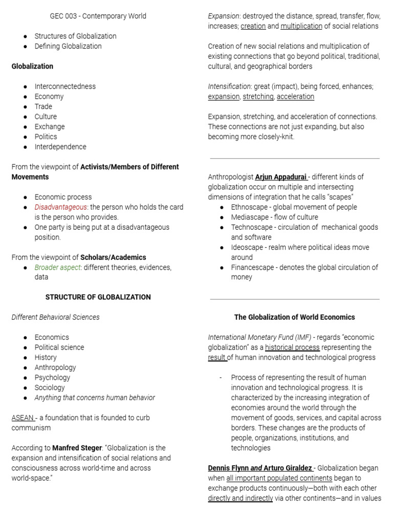 GEC Reviewer | PDF | Demography | Globalization