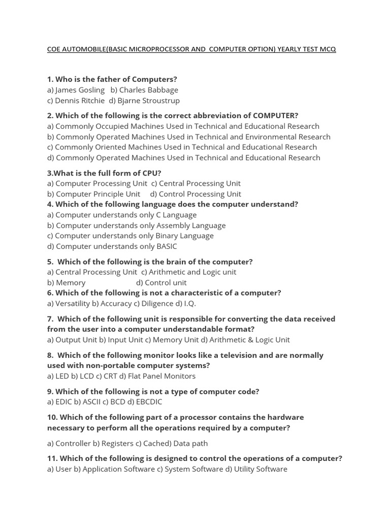 Coe Automobile Yearly MCQ | PDF | Graphical User Interfaces | World Wide Web