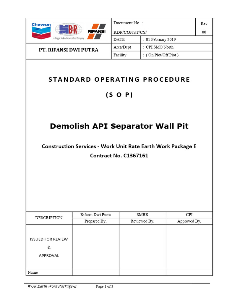 SOP Pembongkaran Dinding API Separator | PDF | Sains & Matematika ...