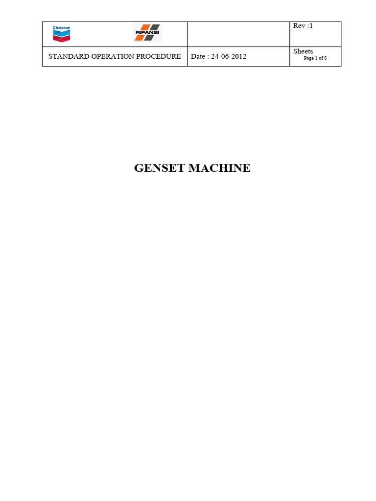 Sop Genset Machine | PDF