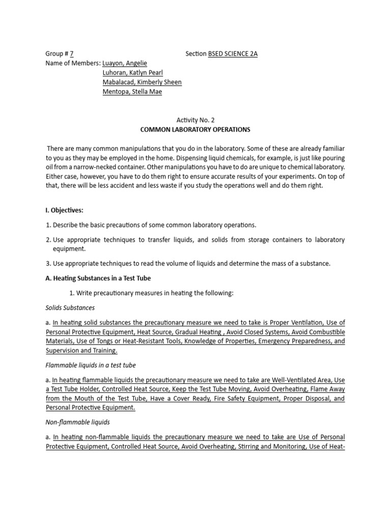 Group 7 Common Laboratory Operations | PDF | Filtration | Laboratories