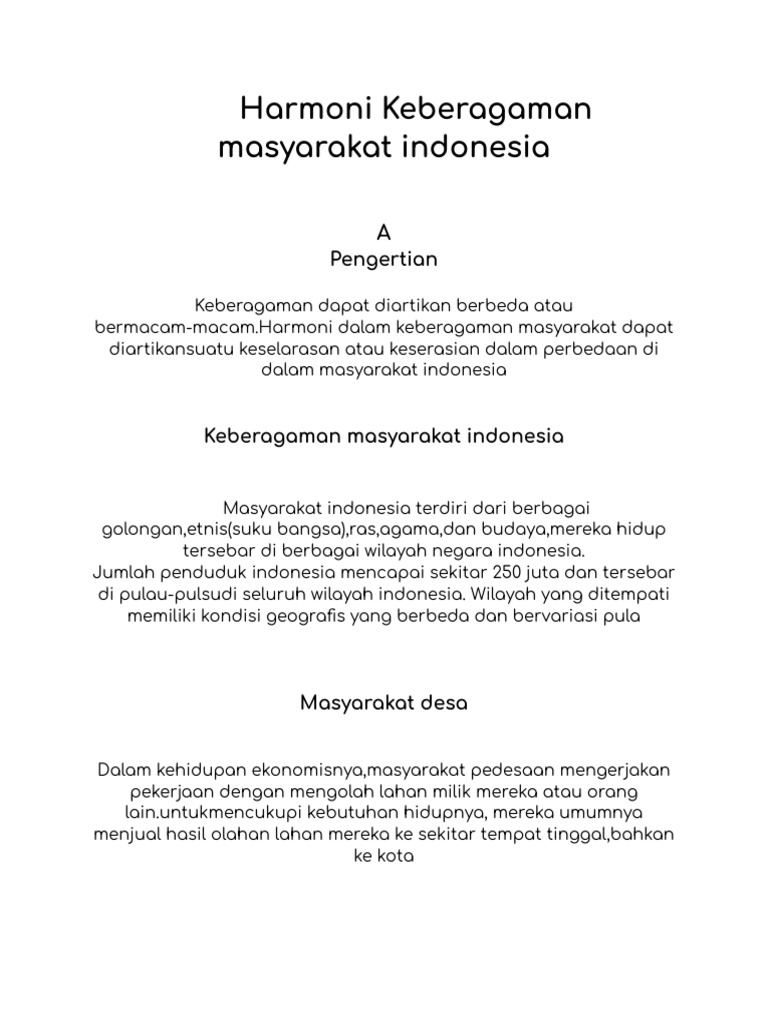 Harmoni Keberagaman Masyarakat Indonesia Pdf