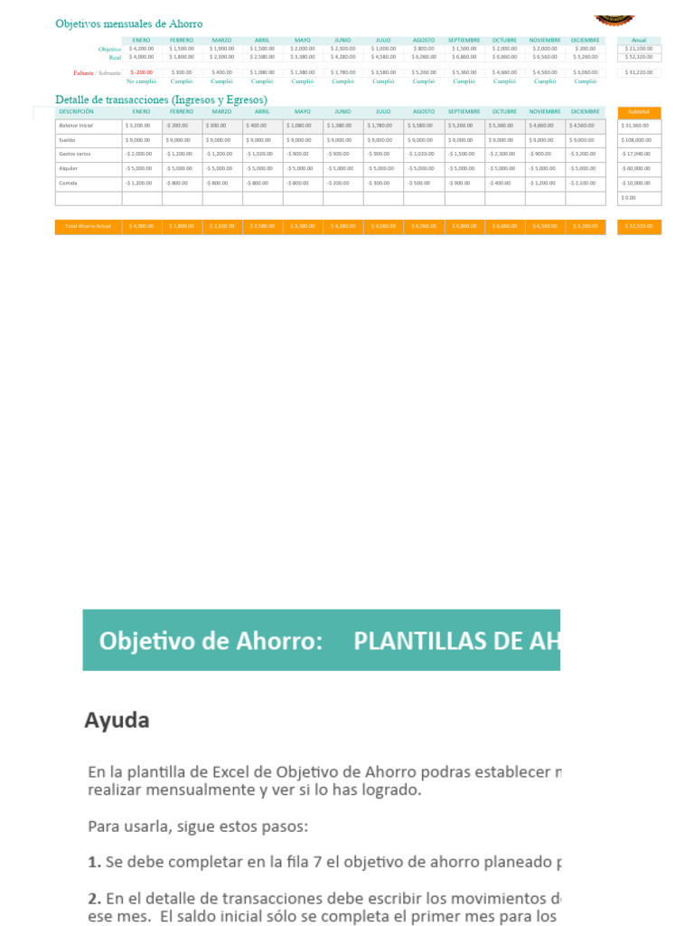 Plantilla para Ahorrar 5 Millones en 6 Meses | Descargar gratis PDF | Economias