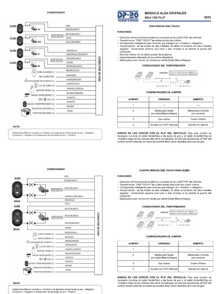 Manual instalación módulo alza cristales DP20 | PDF