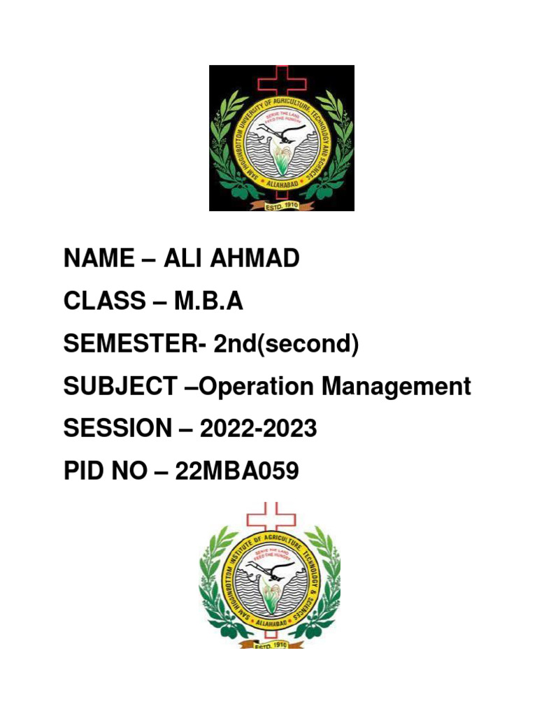 22MBA059 Operation Management Assignment 2 | PDF | Sustainability | Sustainable Development