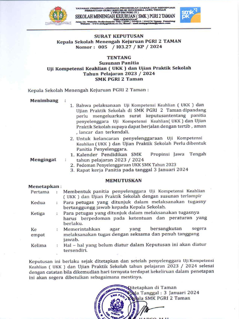 SK UKK Tahun 2024 | PDF