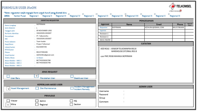User Access Request Form | PDF | Computer Access Control | Computer Security