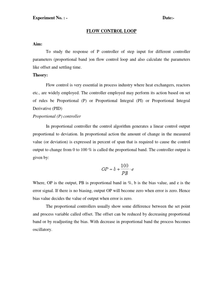 Ex 07flow Control Loop (P Control) | PDF | Control Theory | Computer ...