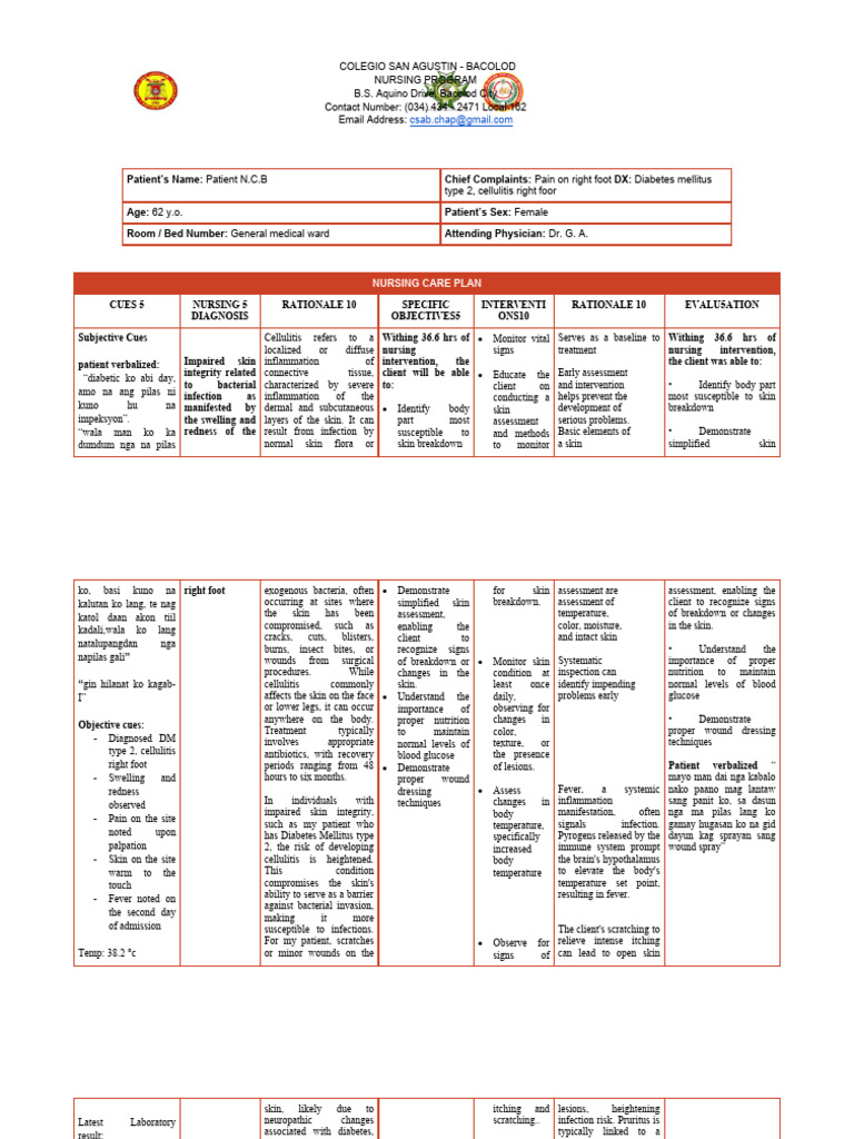 NCP 2 - Cellulitis | PDF | Fever | Medicine