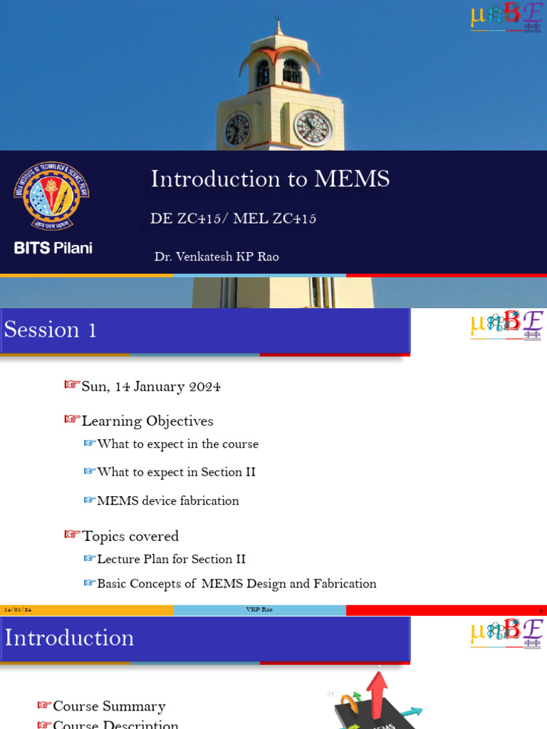 MEMS Lecture 1 | PDF | Integrated Circuit | Passivity (Engineering)
