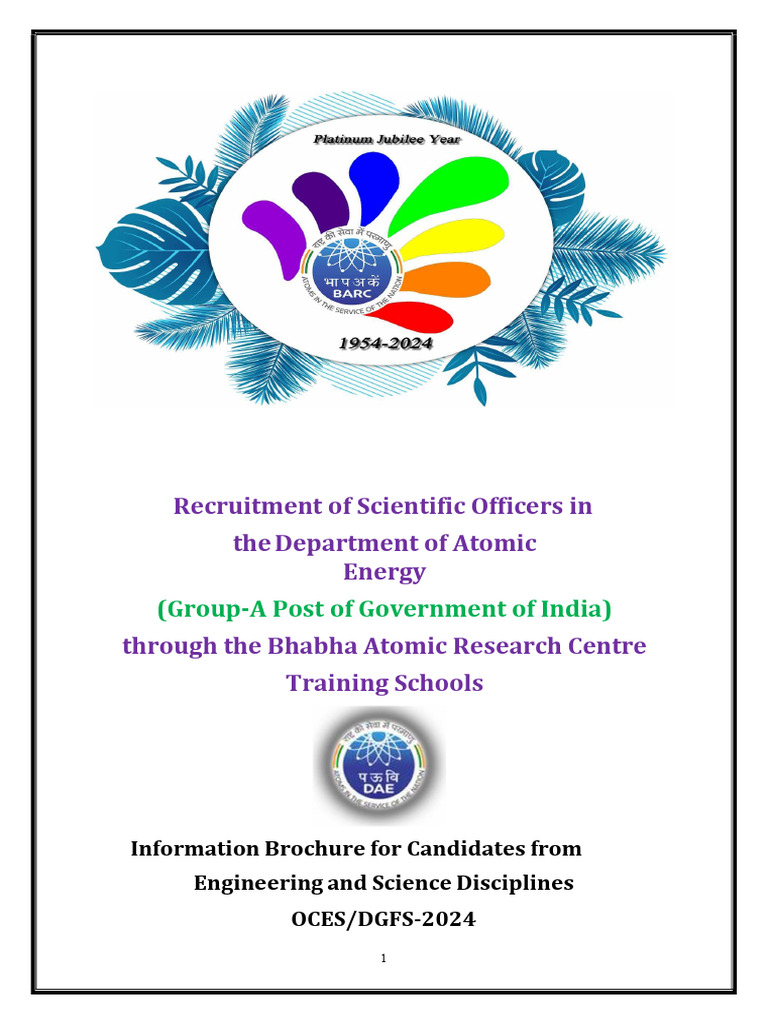 Barc Ts OCES DGFS Brochure | PDF | Engineering | Physics