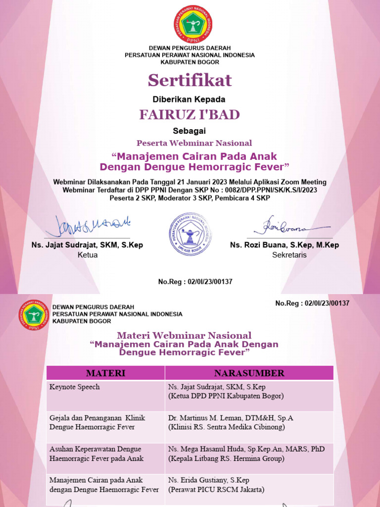 Sertifikat DHF Revisi FAIRUZ | PDF