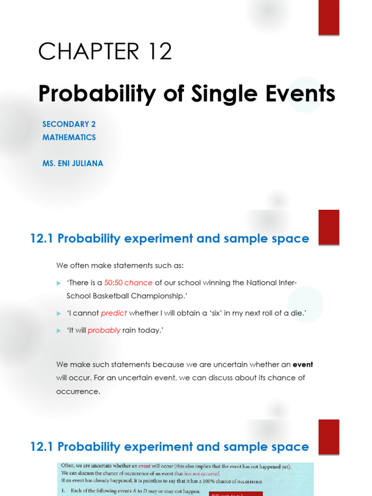 Slide 1 - Chapter 12. Probability of Single Events | PDF | Probability ...