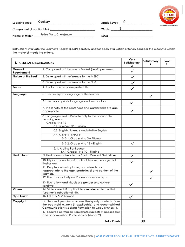 Cookery9 W3 Validation Form | PDF | Learning | Critical Thinking
