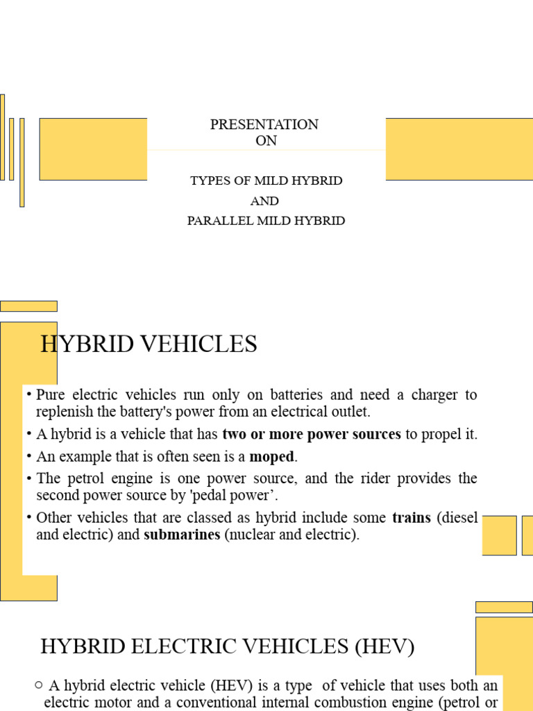 Presentation On Mild Hybird | PDF | Hybrid Vehicle | Engines