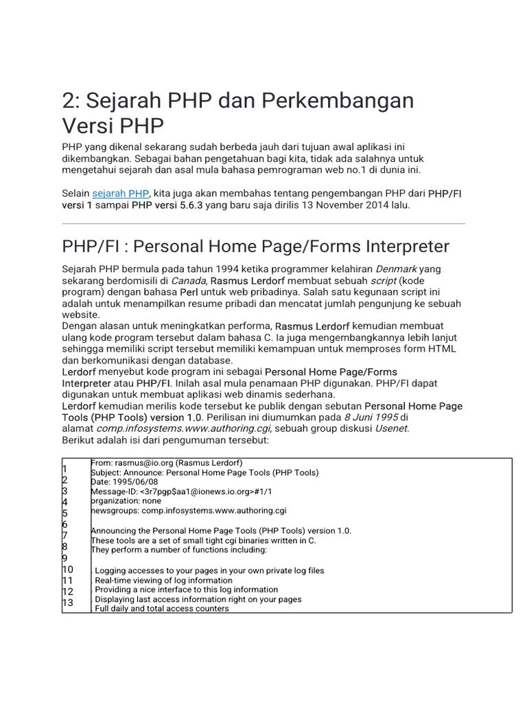 2 Sejarah PHP | PDF | Kajian Bahasa Asing | Komputer