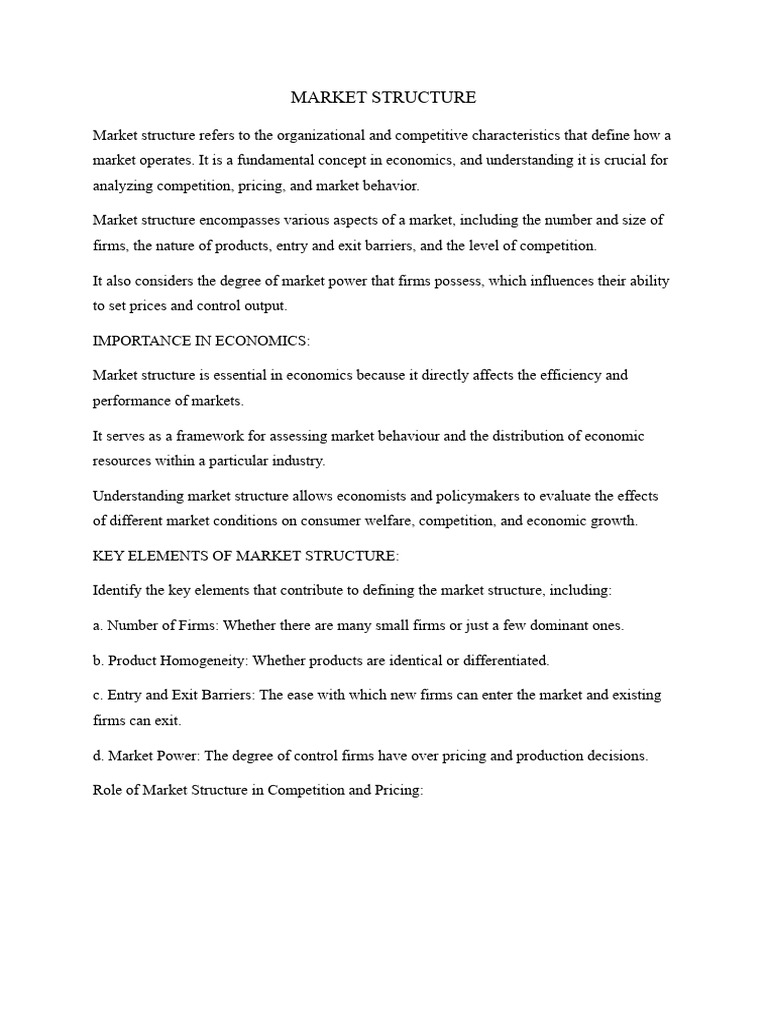 Market Structure | PDF | Oligopoly | Monopoly