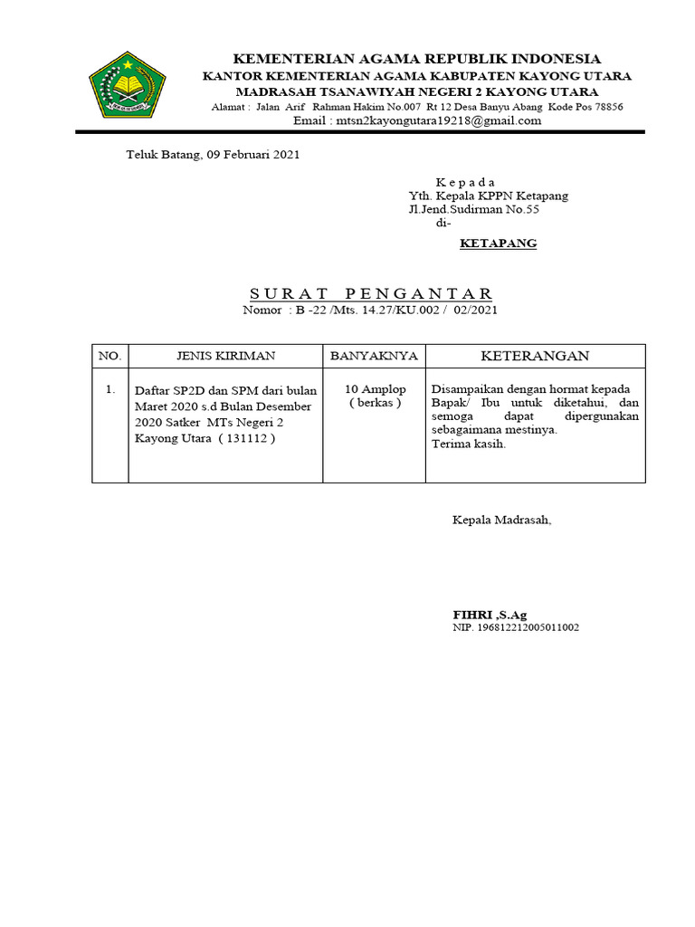 Surat Pengantar SPM Maret 2022 | PDF
