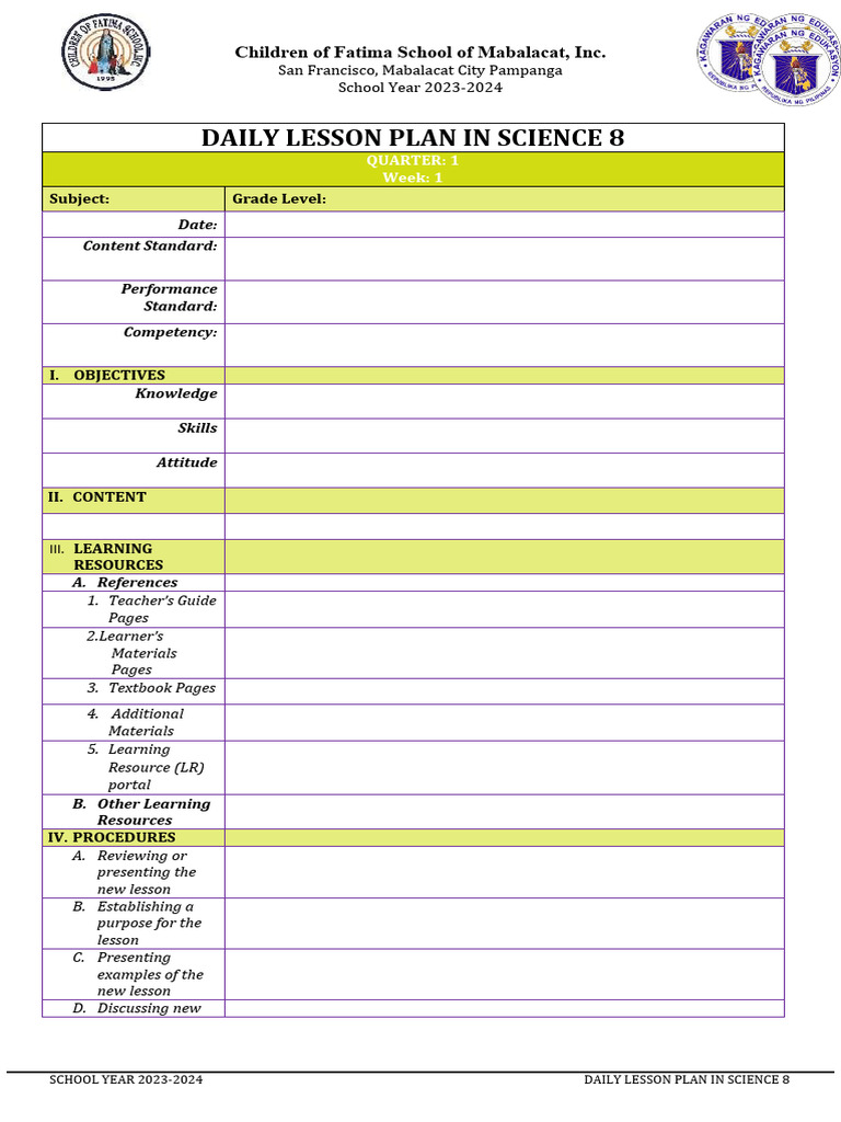 DLP-GRADE-8 (1) | PDF | Lesson Plan | Learning