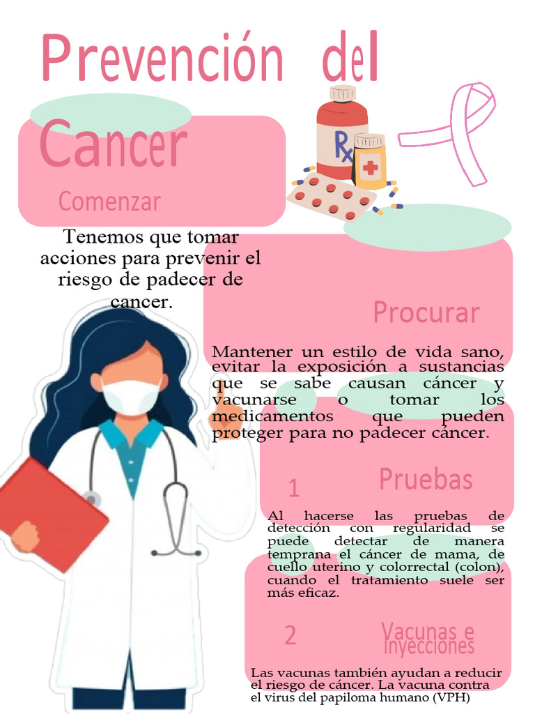 Póster Infografía Medidas de Prevención Contra El Cáncer Ilustrado Blanco Colorido (1) | PDF ...