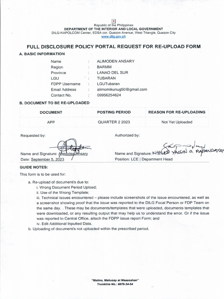 FDPP Request Form | PDF