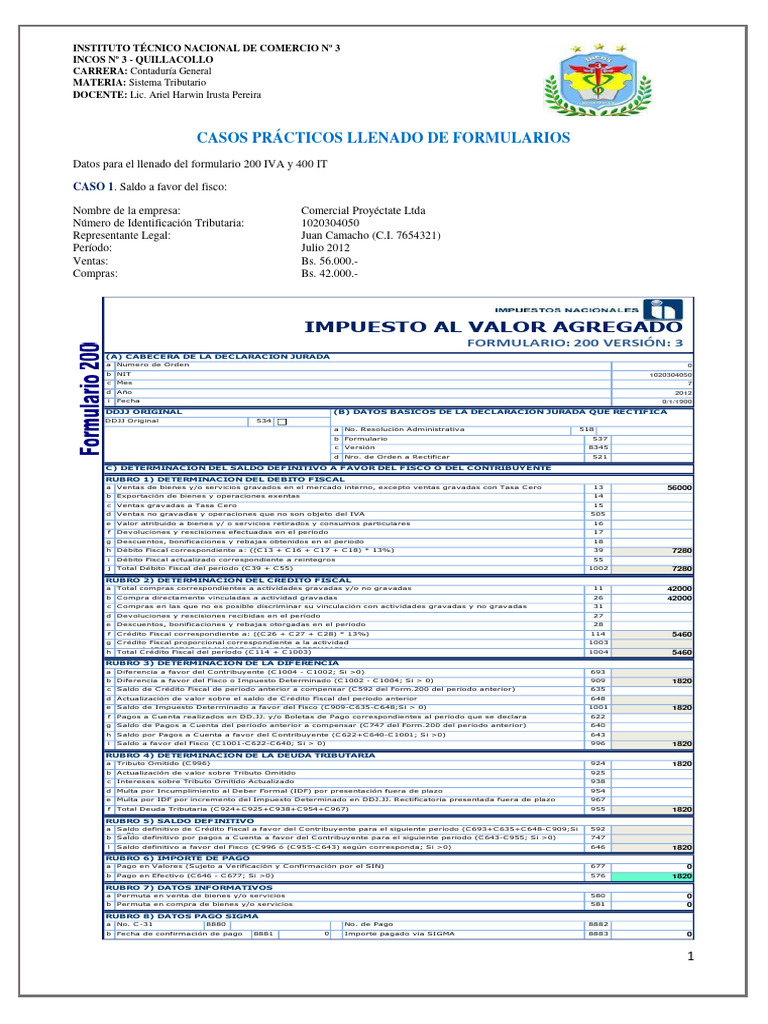 Casos Practicos Iva-It Formularios | PDF | Bancos | Impuesto al valor ...
