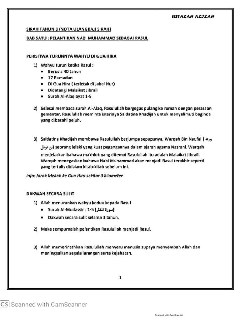 Nota Sirah Tahun 3 | PDF