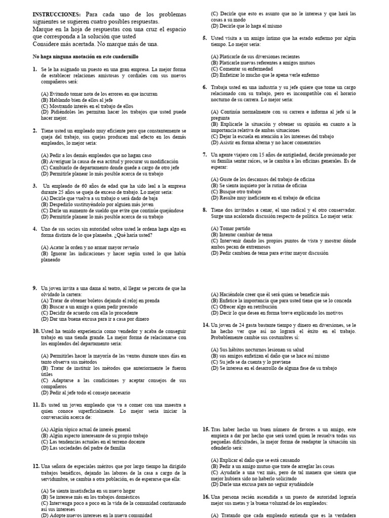 Test de Moss Adaptabilidad Social | PDF