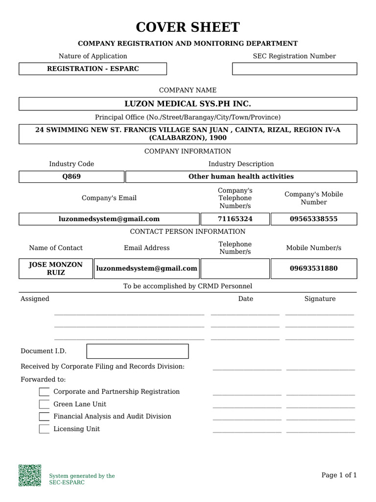 Cover Sheet (1) | PDF | Computing | Service Industries