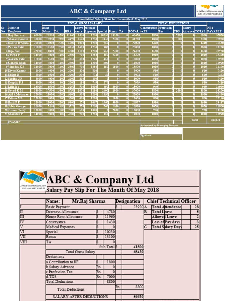 Salary Sheet With Attendance Register 1 | PDF | Tax Deduction | Labor
