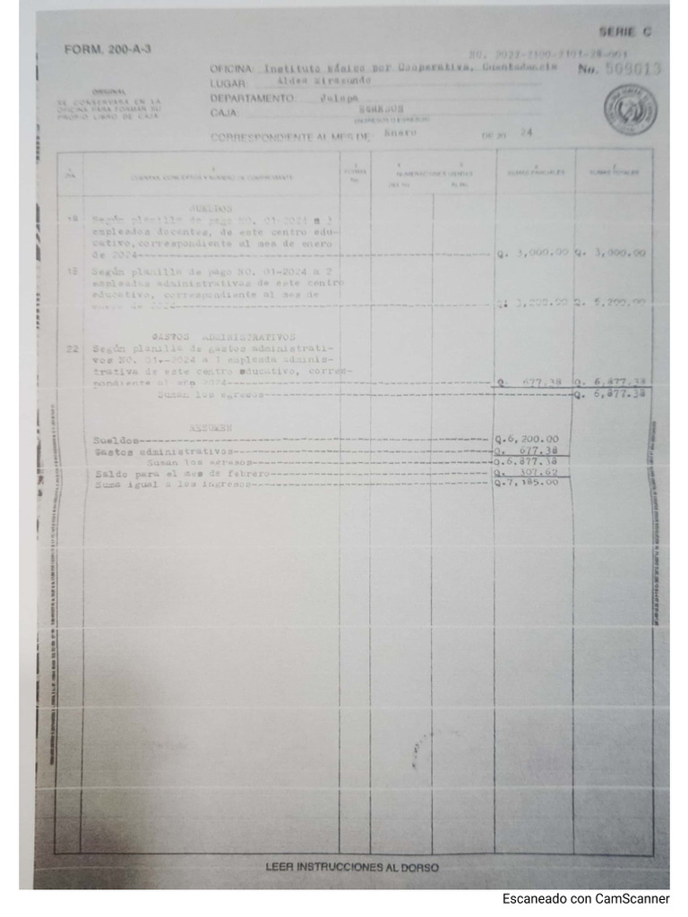2024 Enero Caja Fiscal Ingresos y Egresos | PDF
