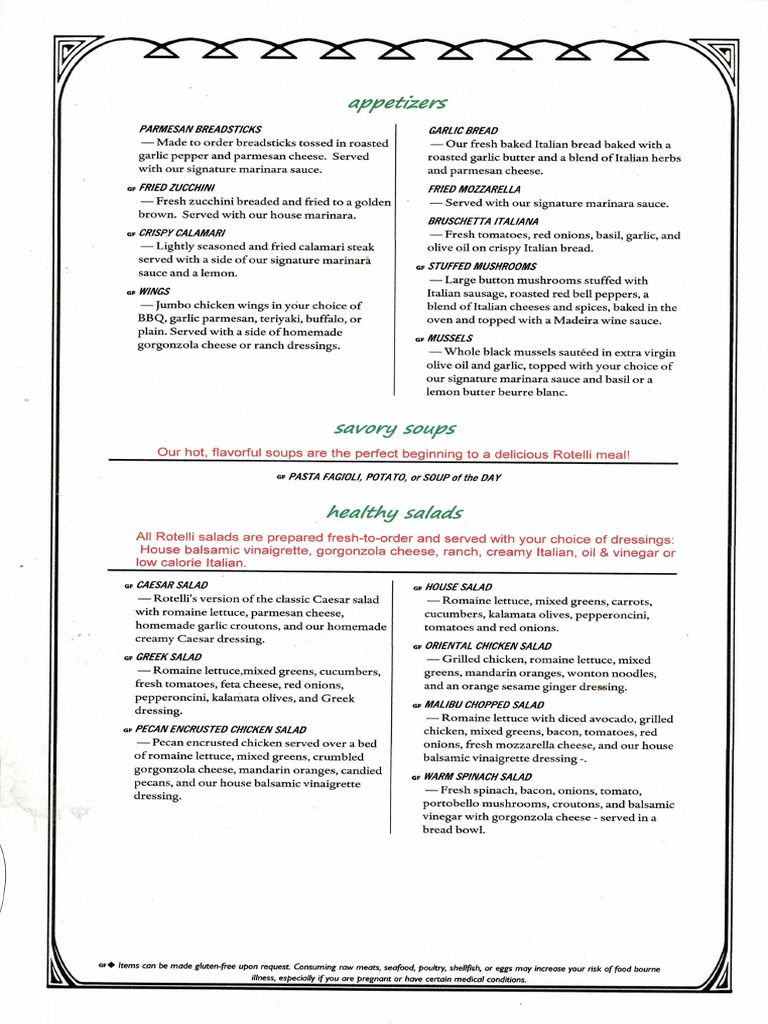 rotelli dinner menu | PDF