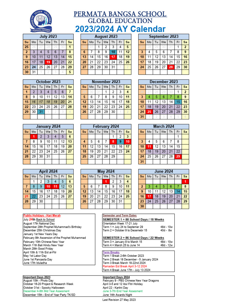 2023/2024 School Year Calendar | PDF | Holidays | Public Holiday