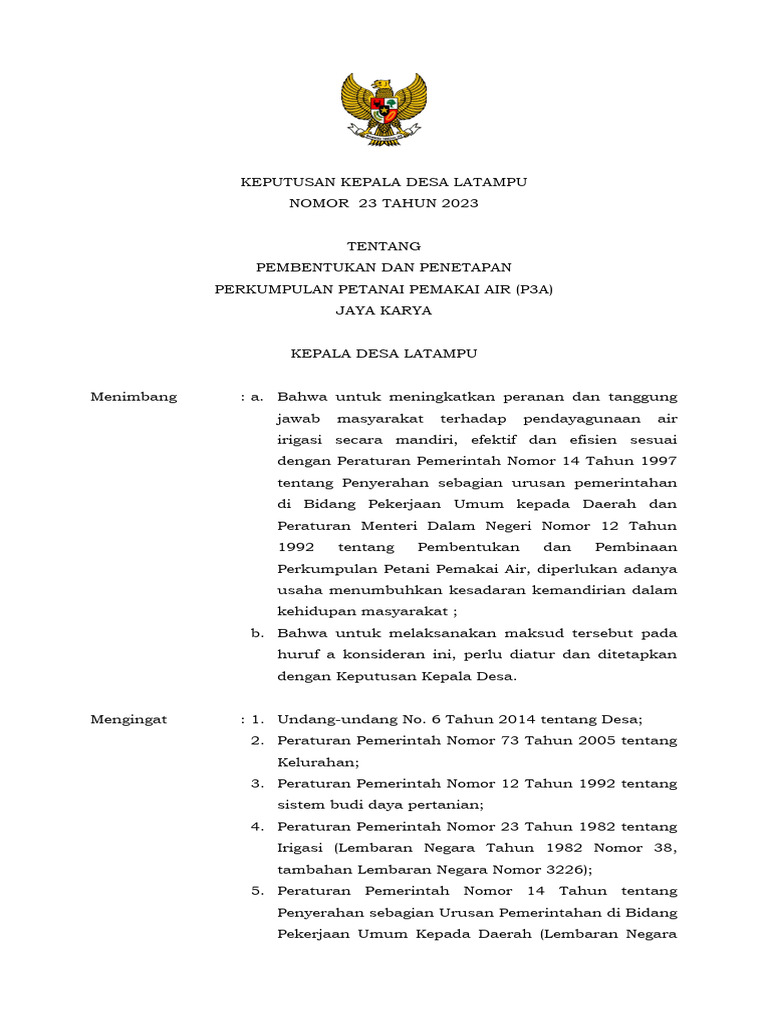 SK P3a Jaya Karya 2023 | PDF