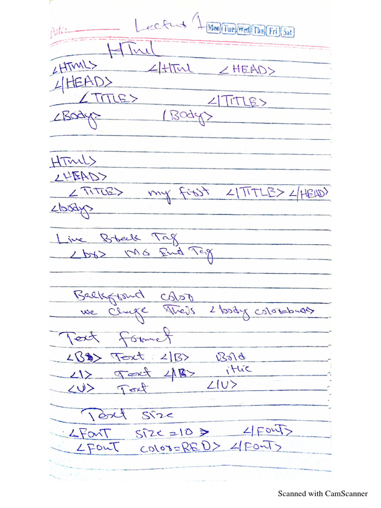 Cs202 HTML Handwritten Notes Muhammad Ayaz | PDF