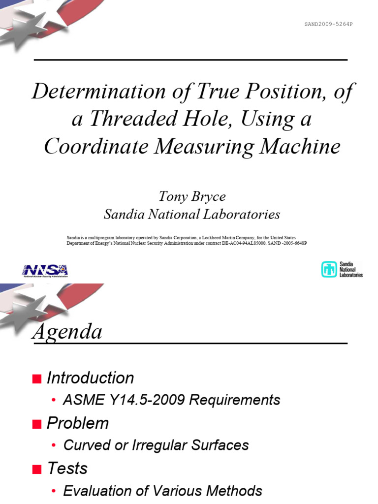 Determination of True Position, of A Threaded Hole, Using A Coordinate Measuring Machine | PDF ...