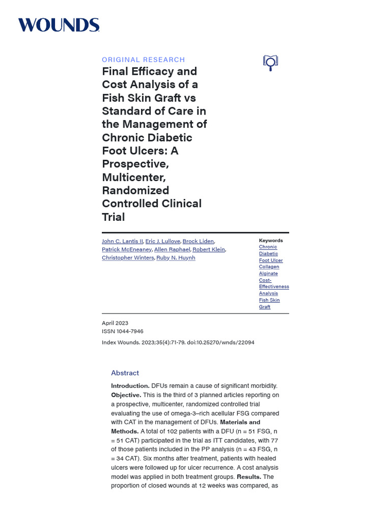 Cth artikel Final Efficacy and Cost Analysis of a Fish Skin Graft vs ...