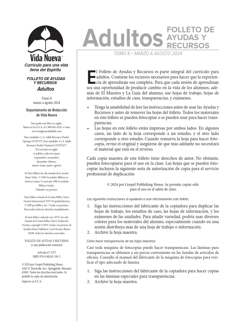 Folleto de Ayudas Tomo 8 | PDF | Biblia | Jesús