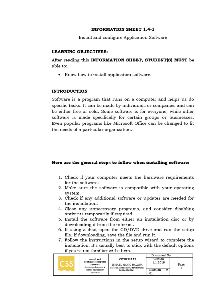 1.4-1-INSTALL-AND-CONFIGURE-APPLICATION-SOFTWARE | PDF | Installation ...