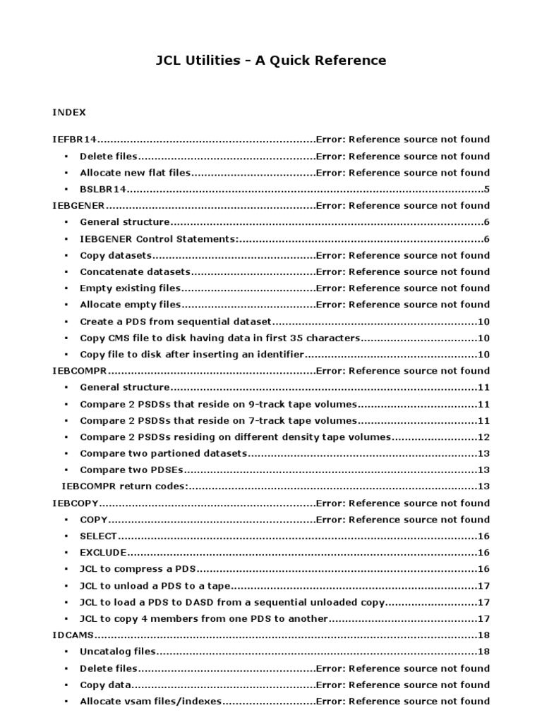 JCL Utilities: Quick Reference Guide | PDF | Parameter (Computer ...
