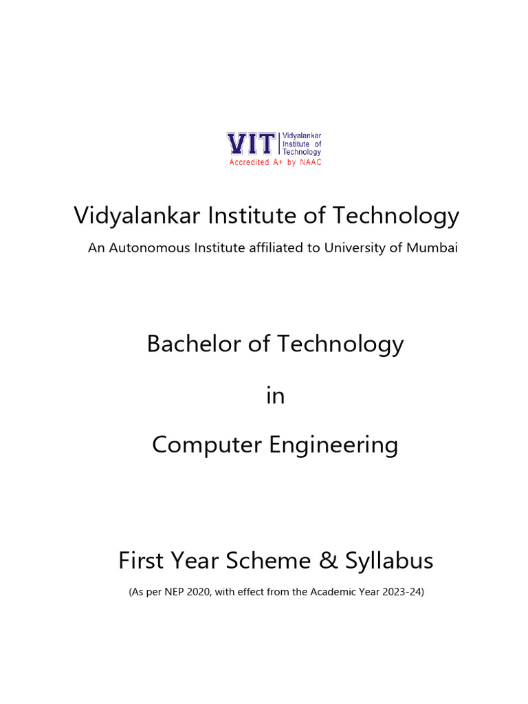 2023 - VIT - CMPN - Autonomy Scheme & Syllabus FY BTech | PDF | Computer Network | Diffraction