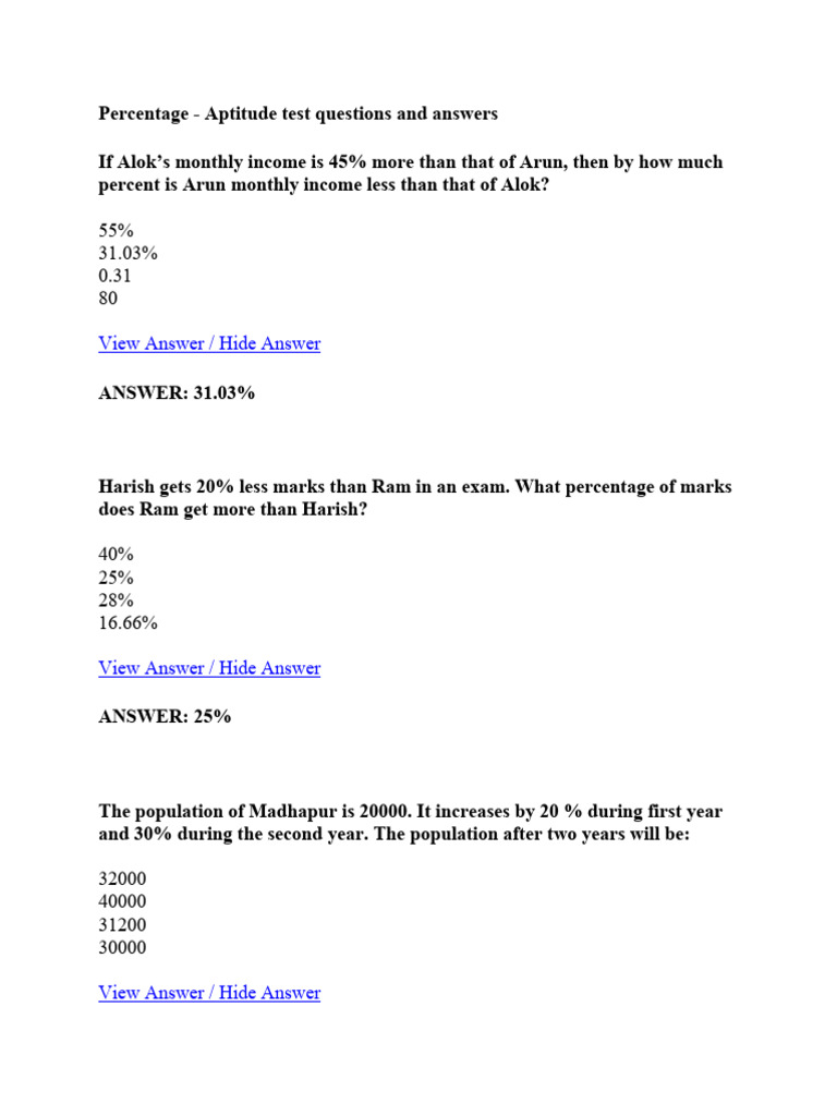 Aptitude Exam | PDF | Sphere | Interest