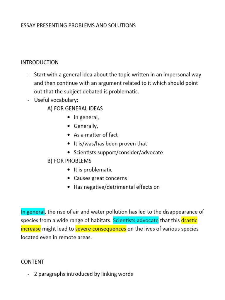 Essay Presenting Problems and Solutions (2021 - 03 - 24 13 - 25 - 12 ...