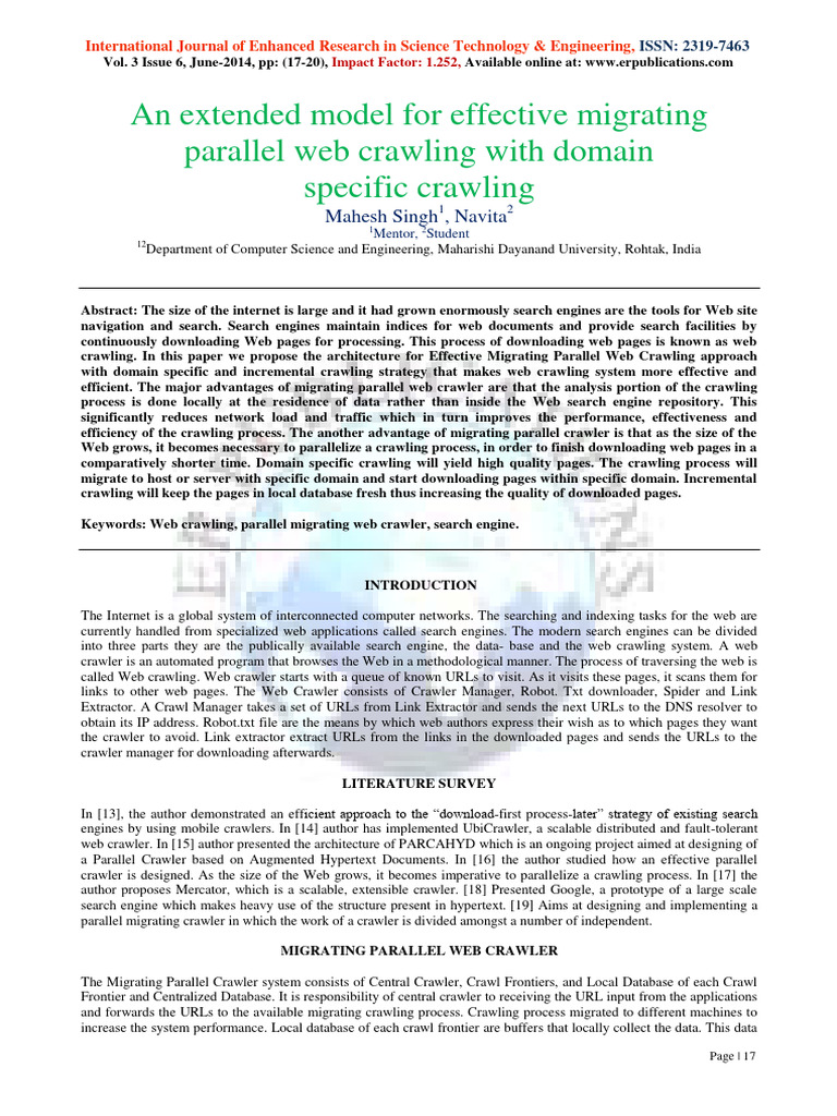 An Extended Model For Effective Migrating Parallel Web Crawling With ...