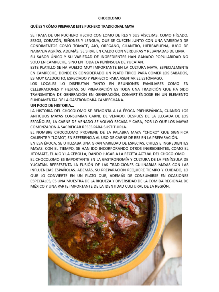 Comida Típica - Chocolomo | PDF